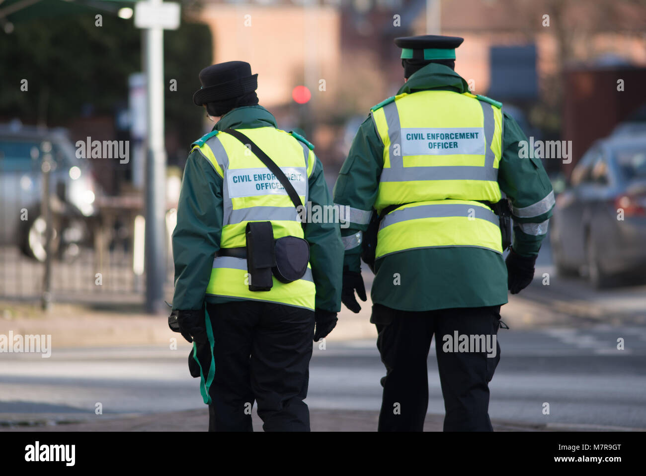 civil enforcement traffic wardens walking down street together Stock ...