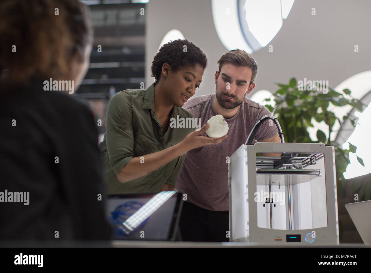 Team working with 3D printer Stock Photo - Alamy