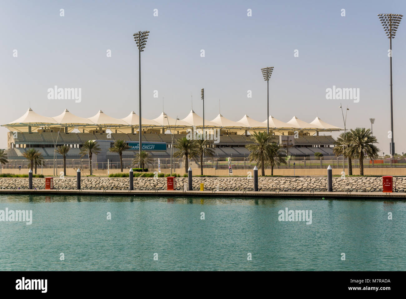 Yas Marina/UAE- Nov 14 2018: View of Yas Marina, Abu Dhabi from the sea ...