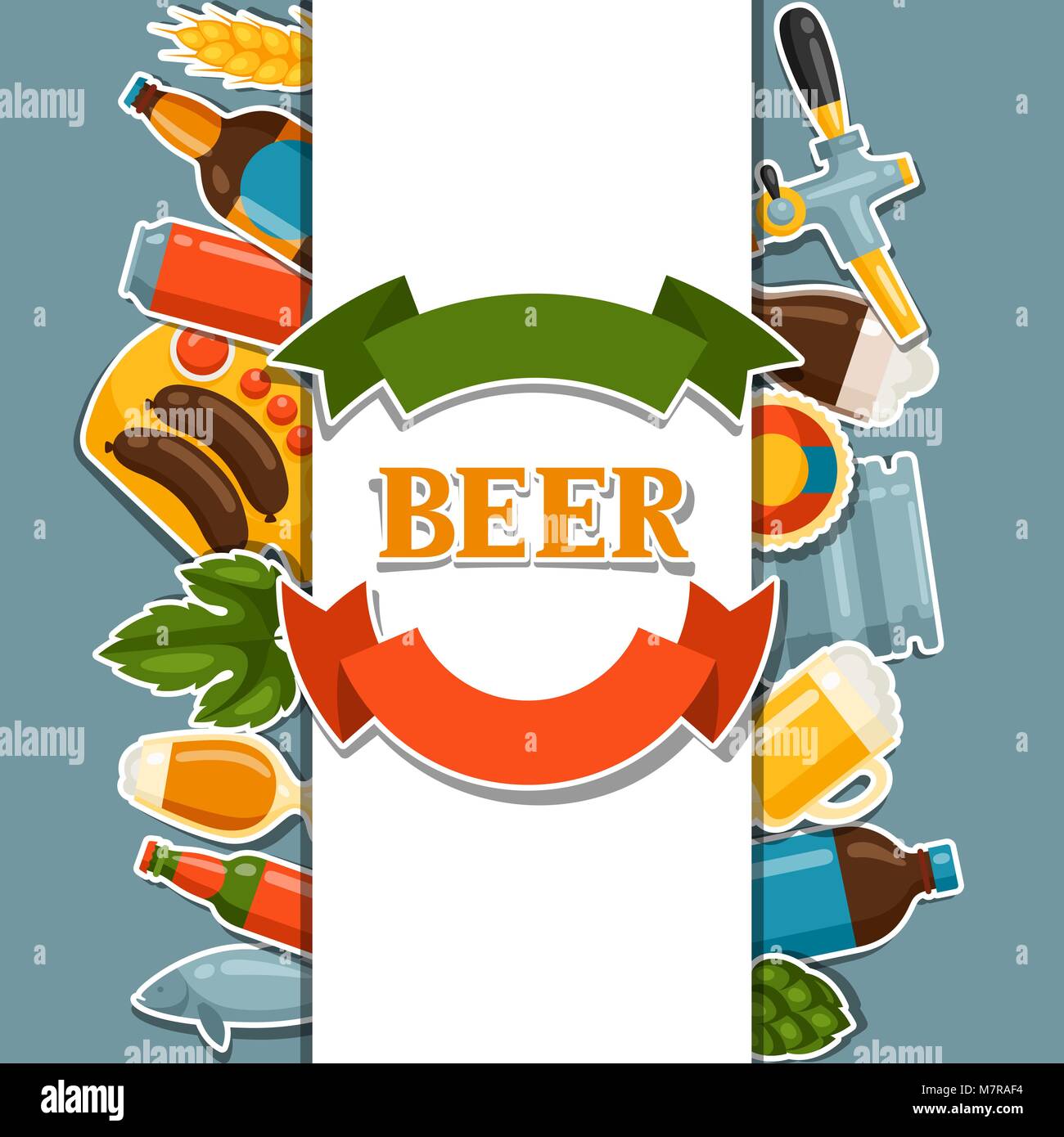 Background design with beer stickers and objects Stock Vector Image ...