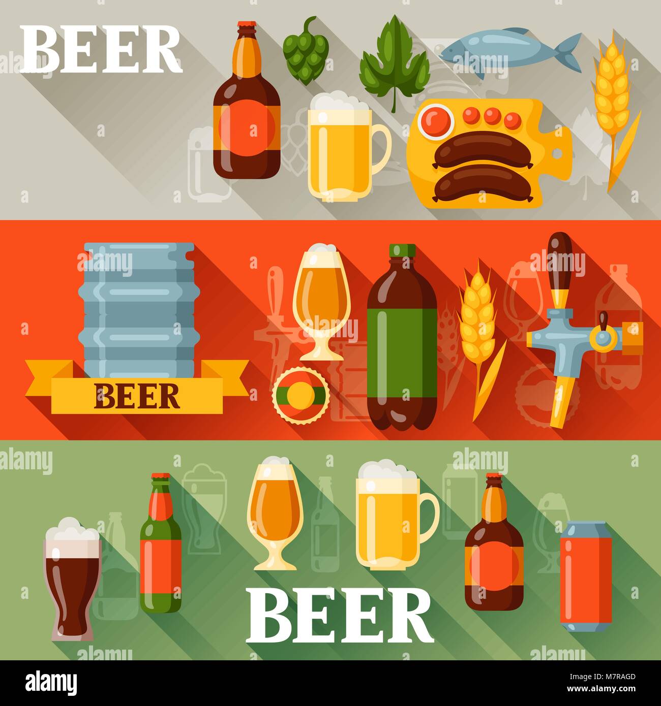 Banners design with beer icons and objects Stock Vector Image & Art - Alamy