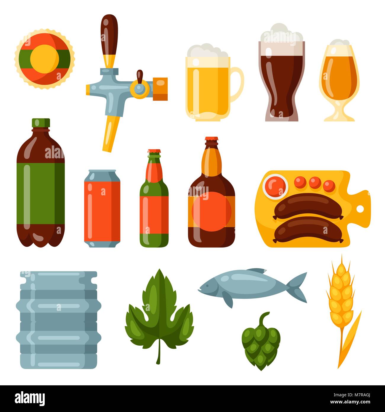 Set beer hops barley Stock Vector Images - Alamy