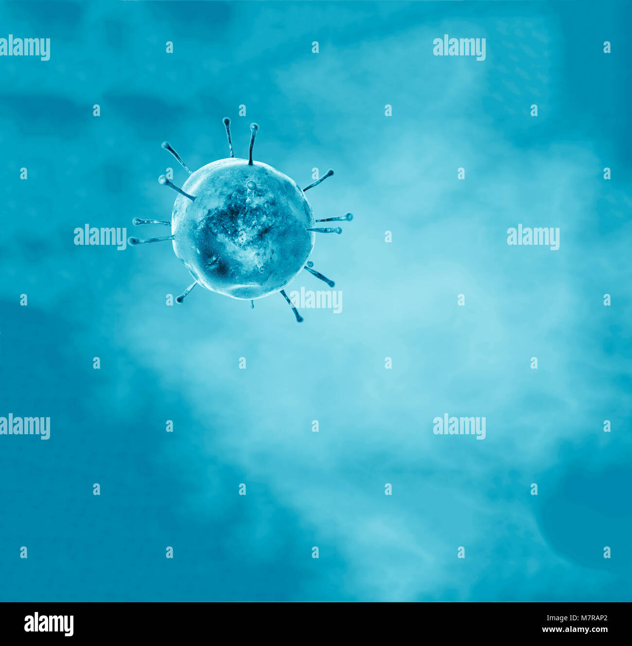 Virus, flu, view of a virus under a microscope, infectious disease ...
