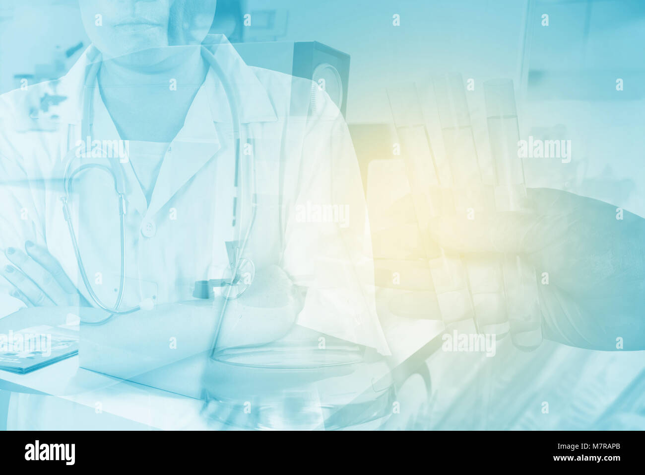 double exposure with laboratory and science medical concept Stock Photo ...