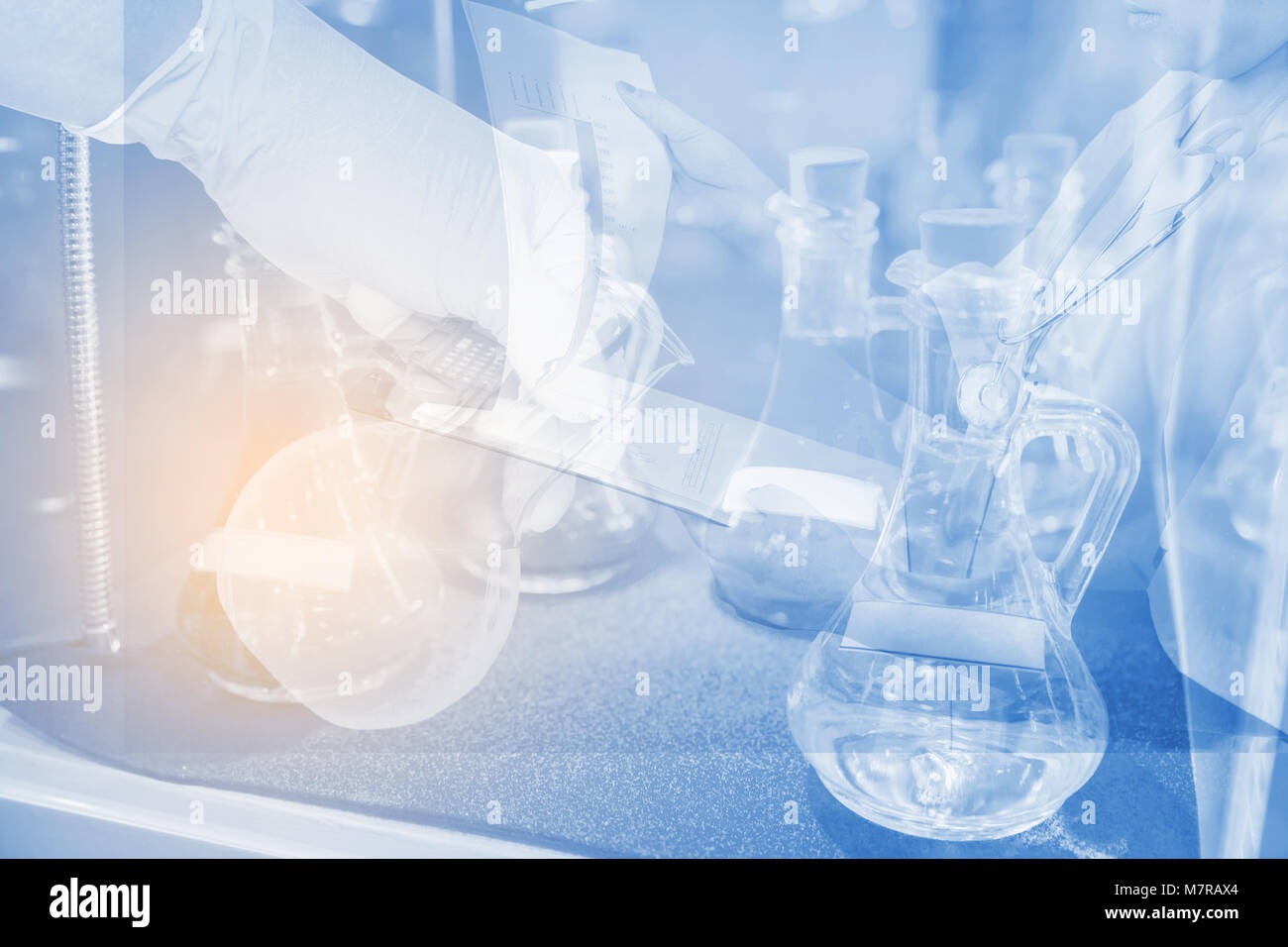 double exposure with laboratory and science medical concept Stock Photo ...