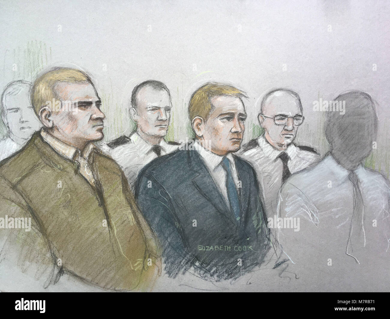 Court artist sketch by Elizabeth Cook of (left) Mikko Vehvilainen and ...