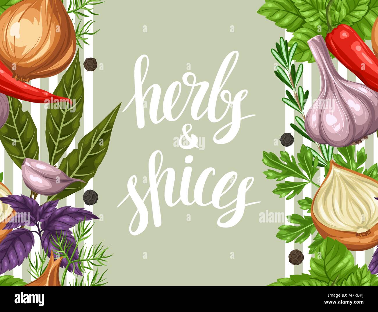 Seamless pattern with various herbs and spices Stock Vector Image & Art - Alamy