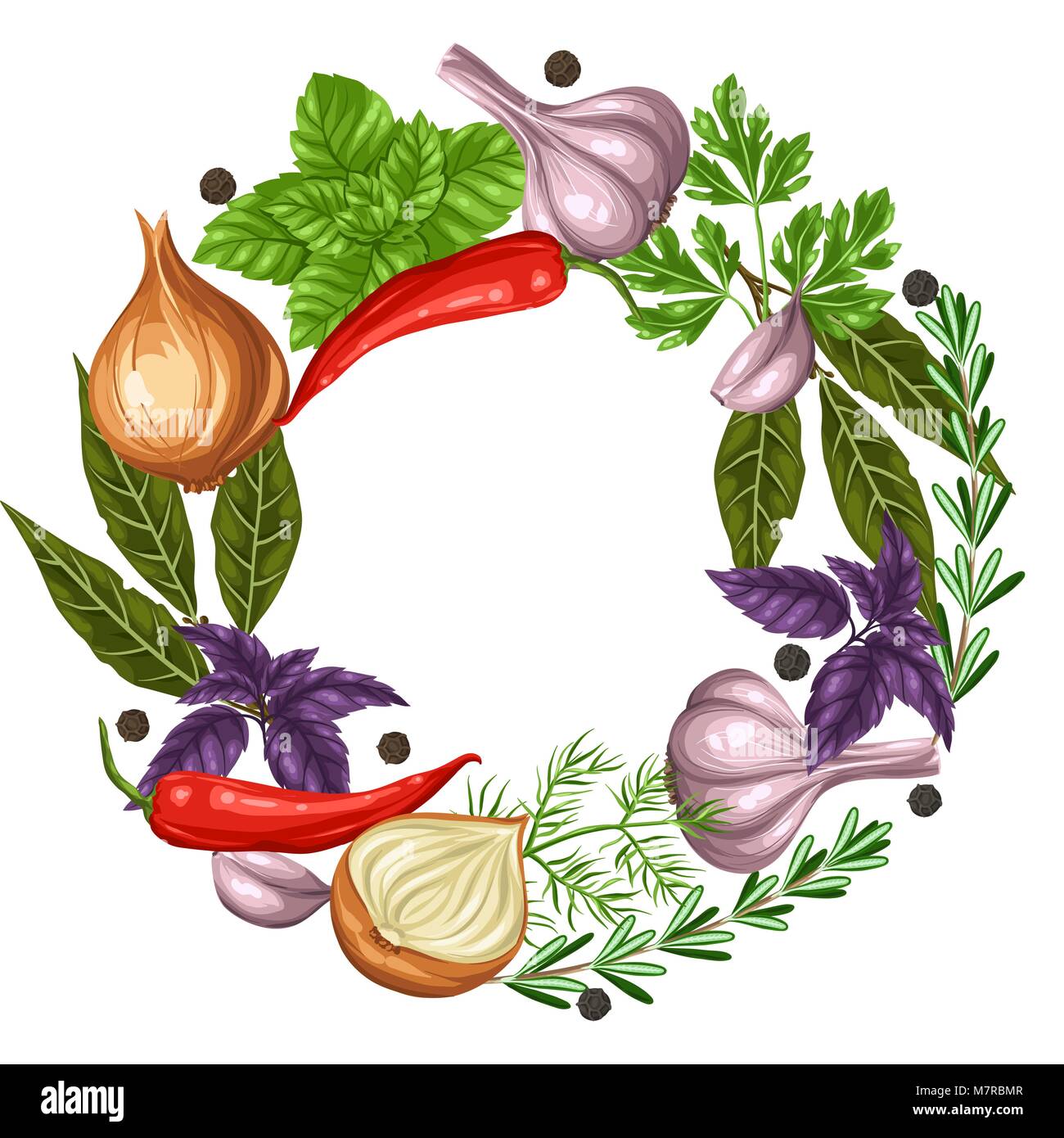 Frame design with various herbs and spices Stock Vector Image & Art - Alamy