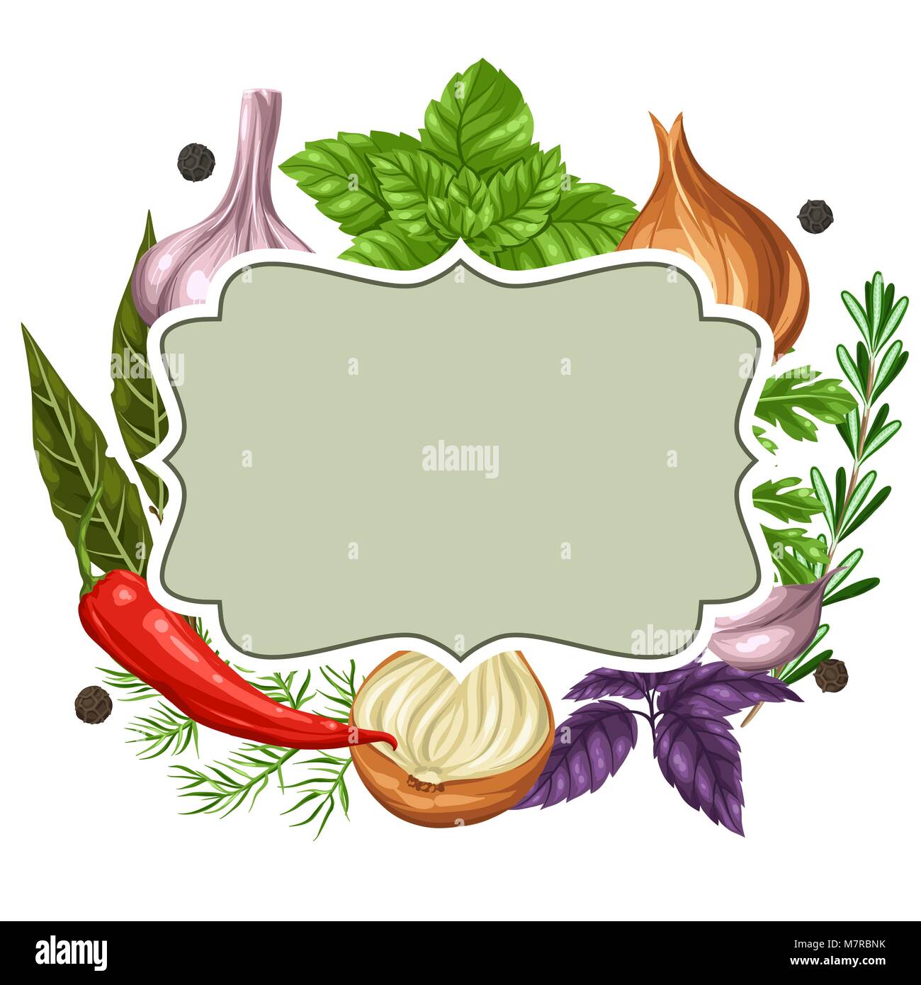 Frame design with various herbs and spices Stock Vector Image & Art - Alamy