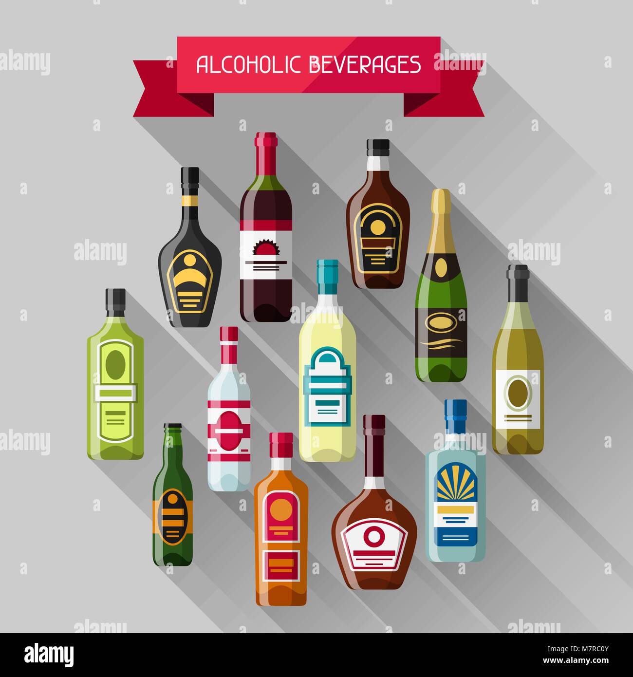 Alcohol drinks background design. Bottles for restaurants and bars ...