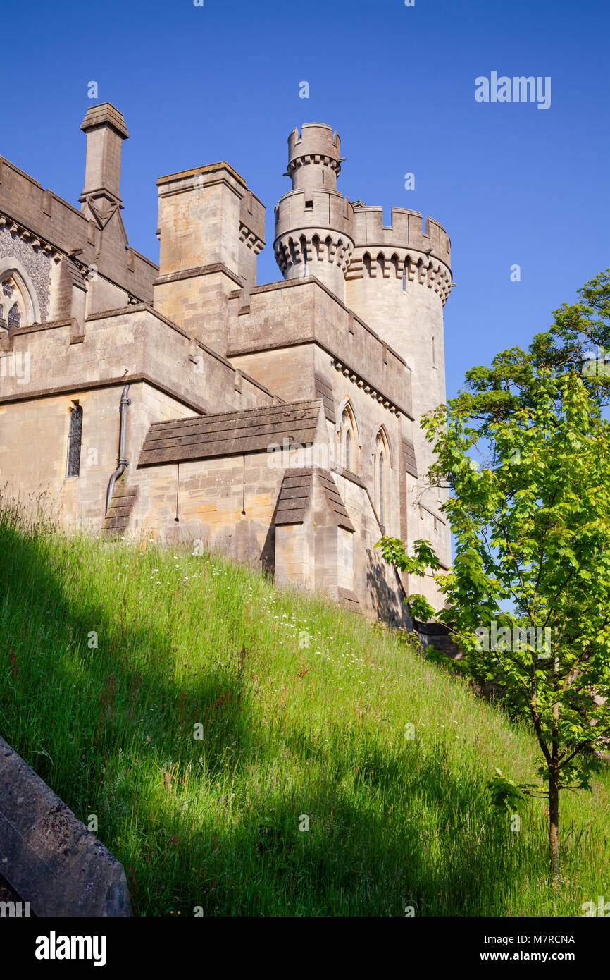 Restored and remodelled medieval motte-and-bailey castle in Arundel ...