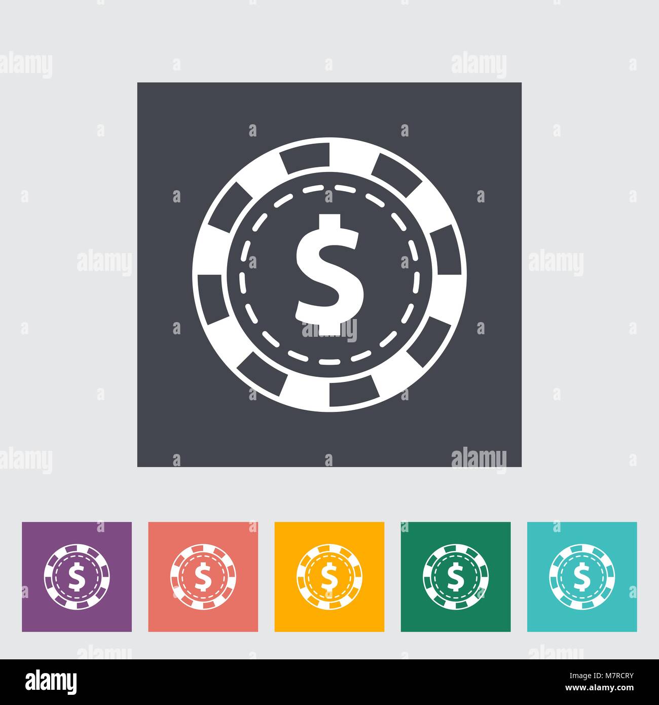 Gambling chips. Single flat icon on the button. Vector illustration ...