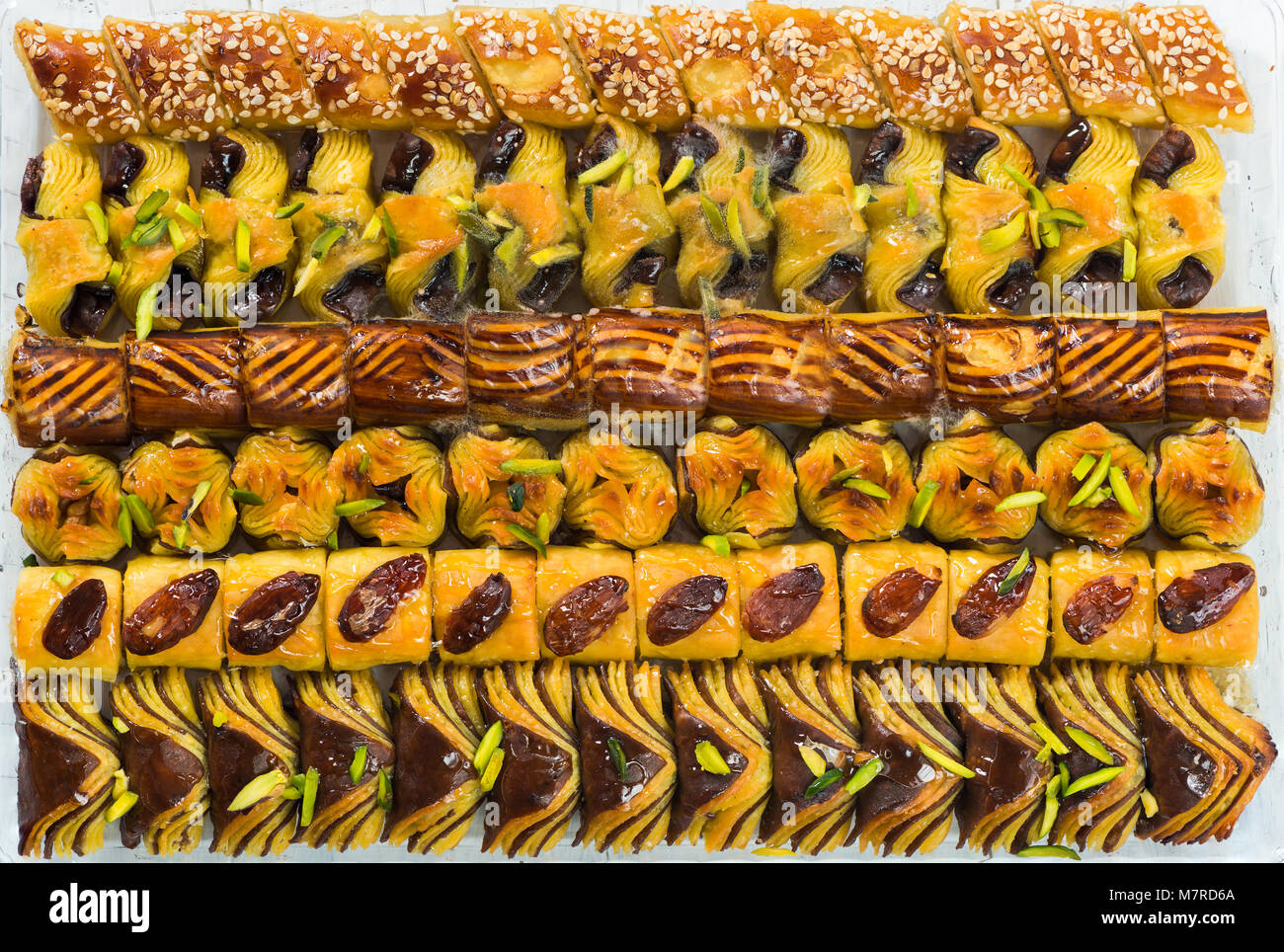 Selection of middle Eastern sweets - with almonds, cashew and pistachio ...