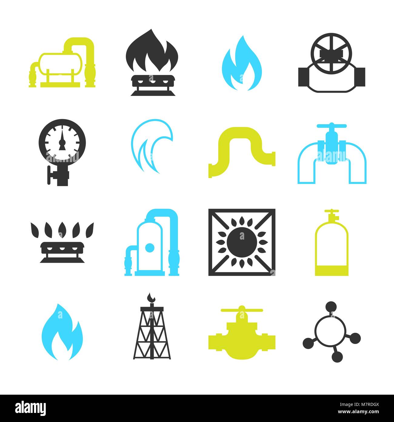Natural gas production, injection and storage. Set of objects Stock ...