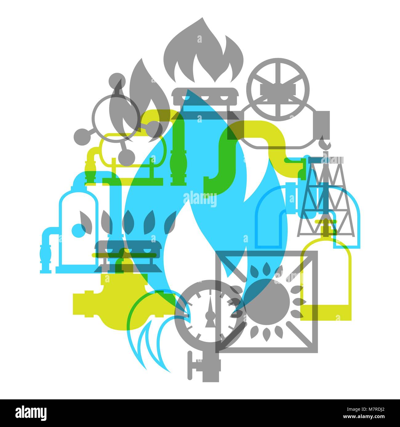 Natural gas production, injection and storage. Industrial background ...