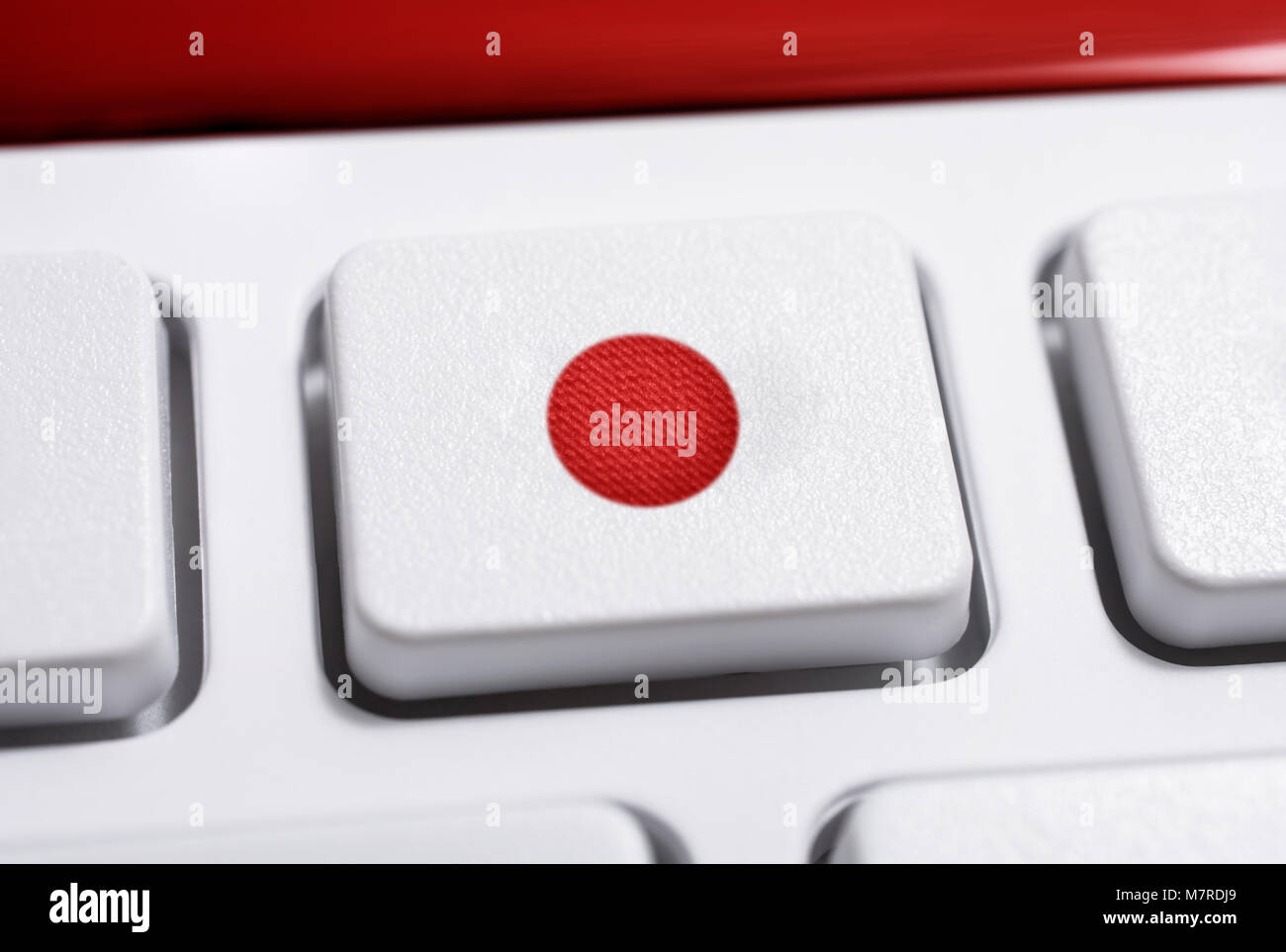 Macro Of A White Record Button Of A White Remote Control For A Hifi ...