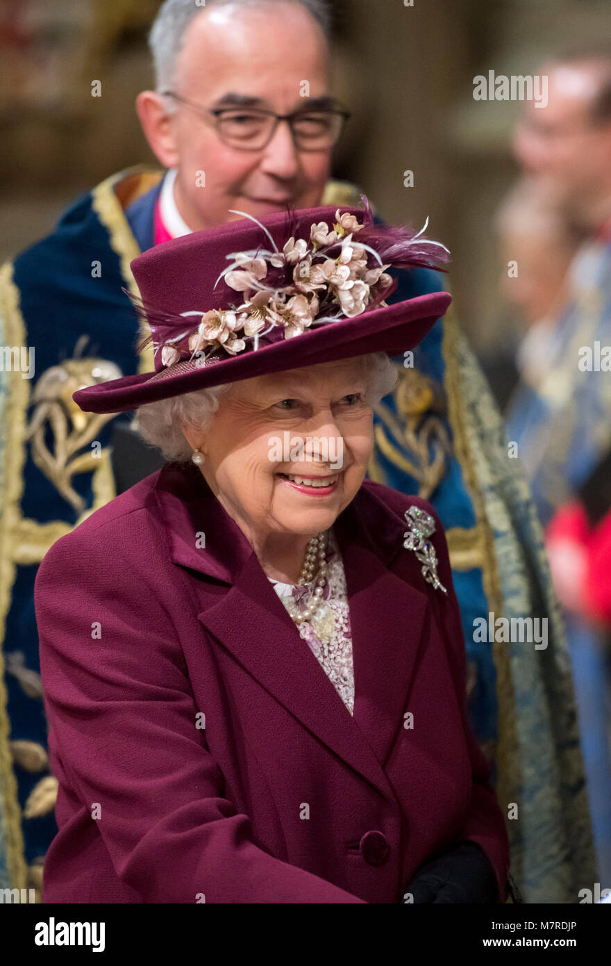Queen elizabeth ii attending the commonwealth service at westminster ...