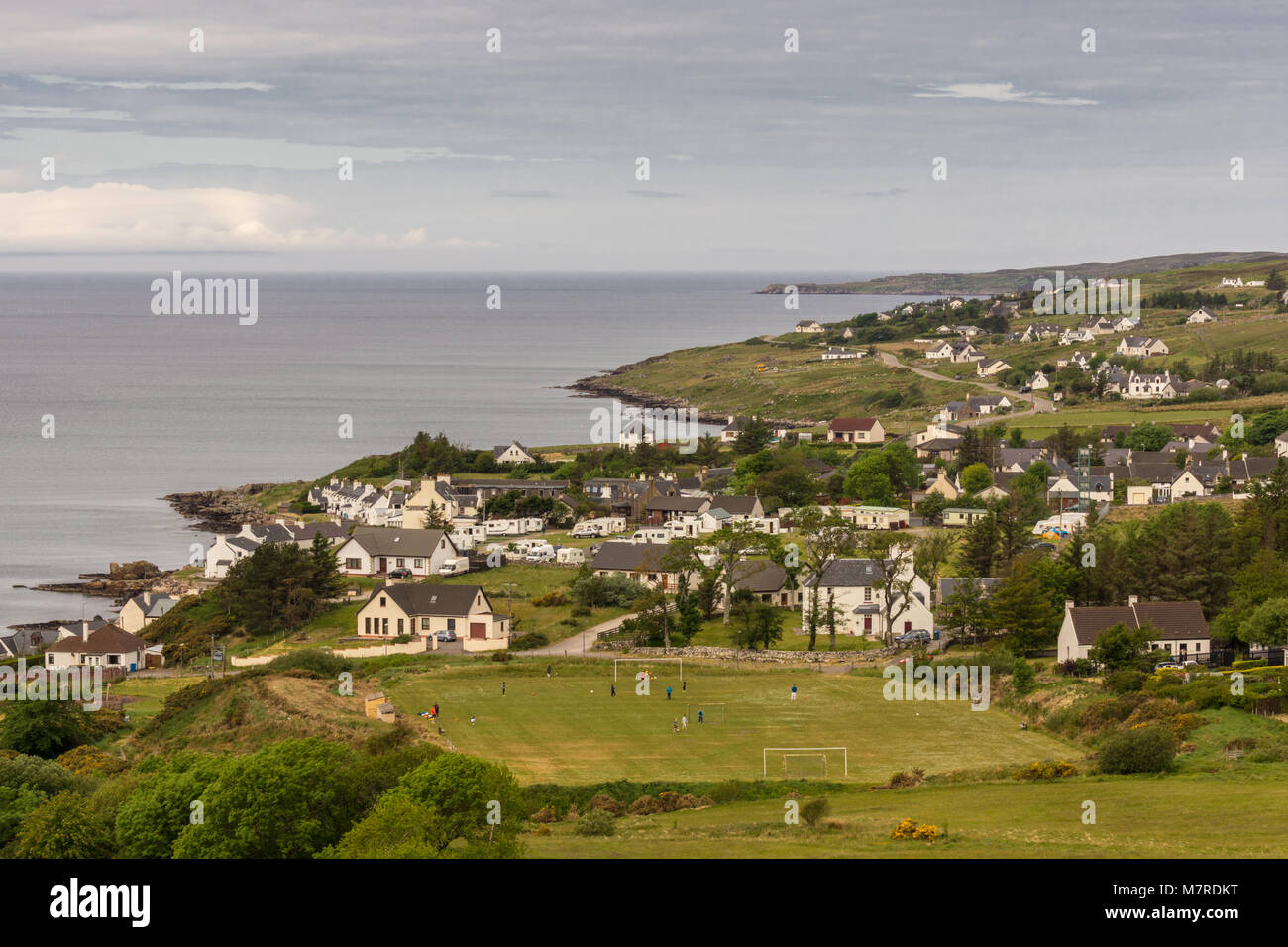 Aultbea, Scotland - June 9, 2012: Aerial view on the village with ...