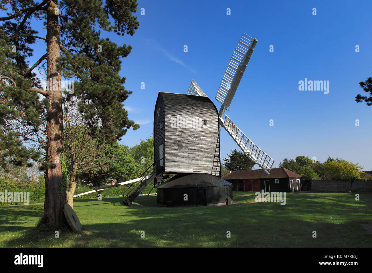 The High Salvington post mill windmill; Worthing town; Sussex; England ...