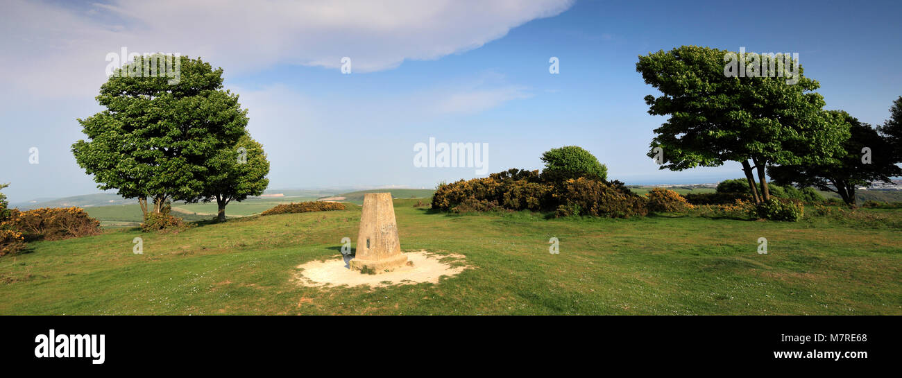OS Trig point at Cissbury Ring, near Findon village, South Downs ...