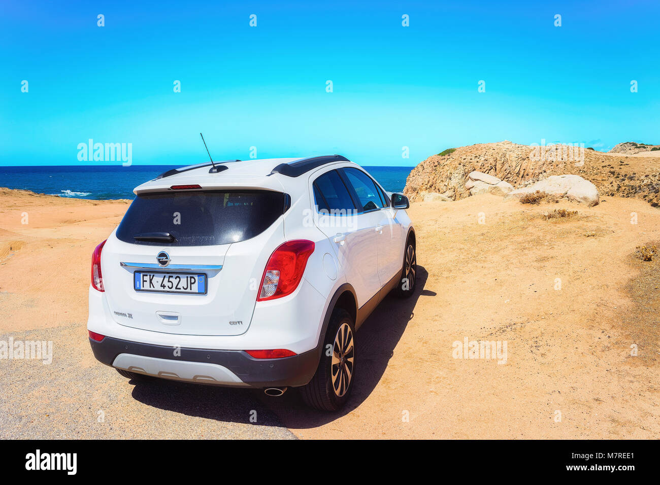 Capo Pecora, Italy - September 13, 2017: Car at Capo Pecora resort ...