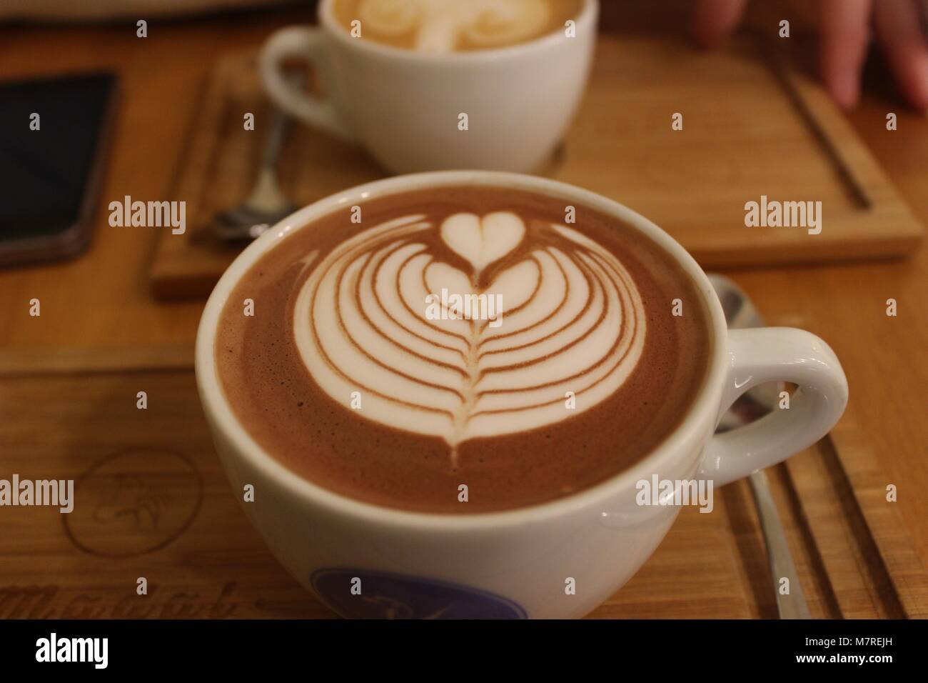 hot chocolate with latte art Stock Photo - Alamy