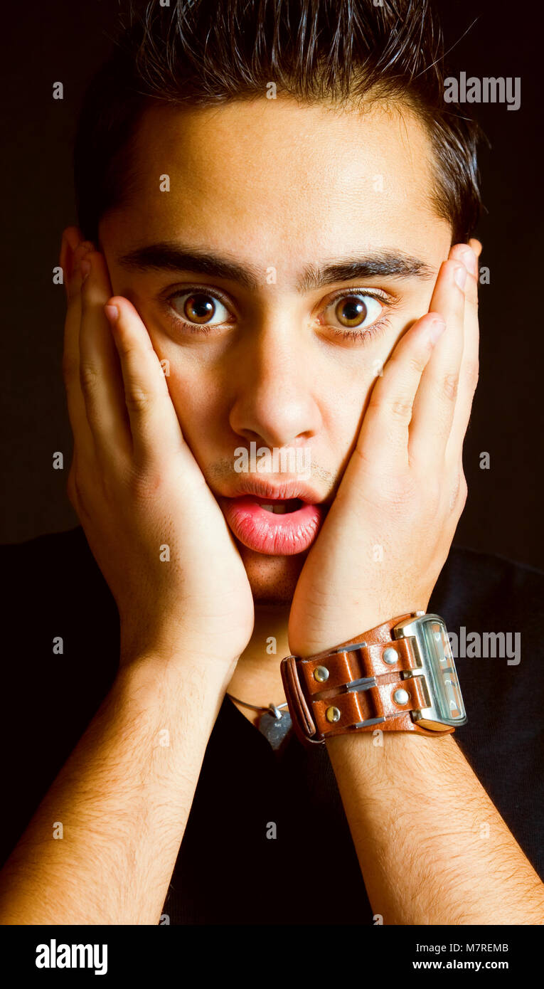 Face of shocked scared surprised young man Stock Photo - Alamy