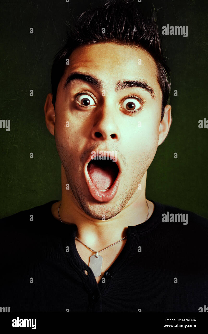 Face Of Surprised Amazed Young Man With Mouth Open Omg Wow Expression