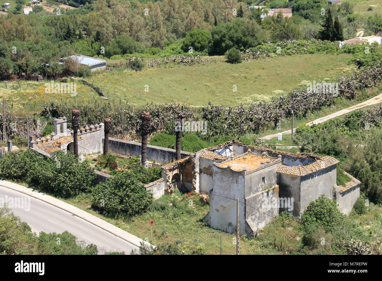 Large country house in ruins with bird's eye view Stock Photo - Alamy