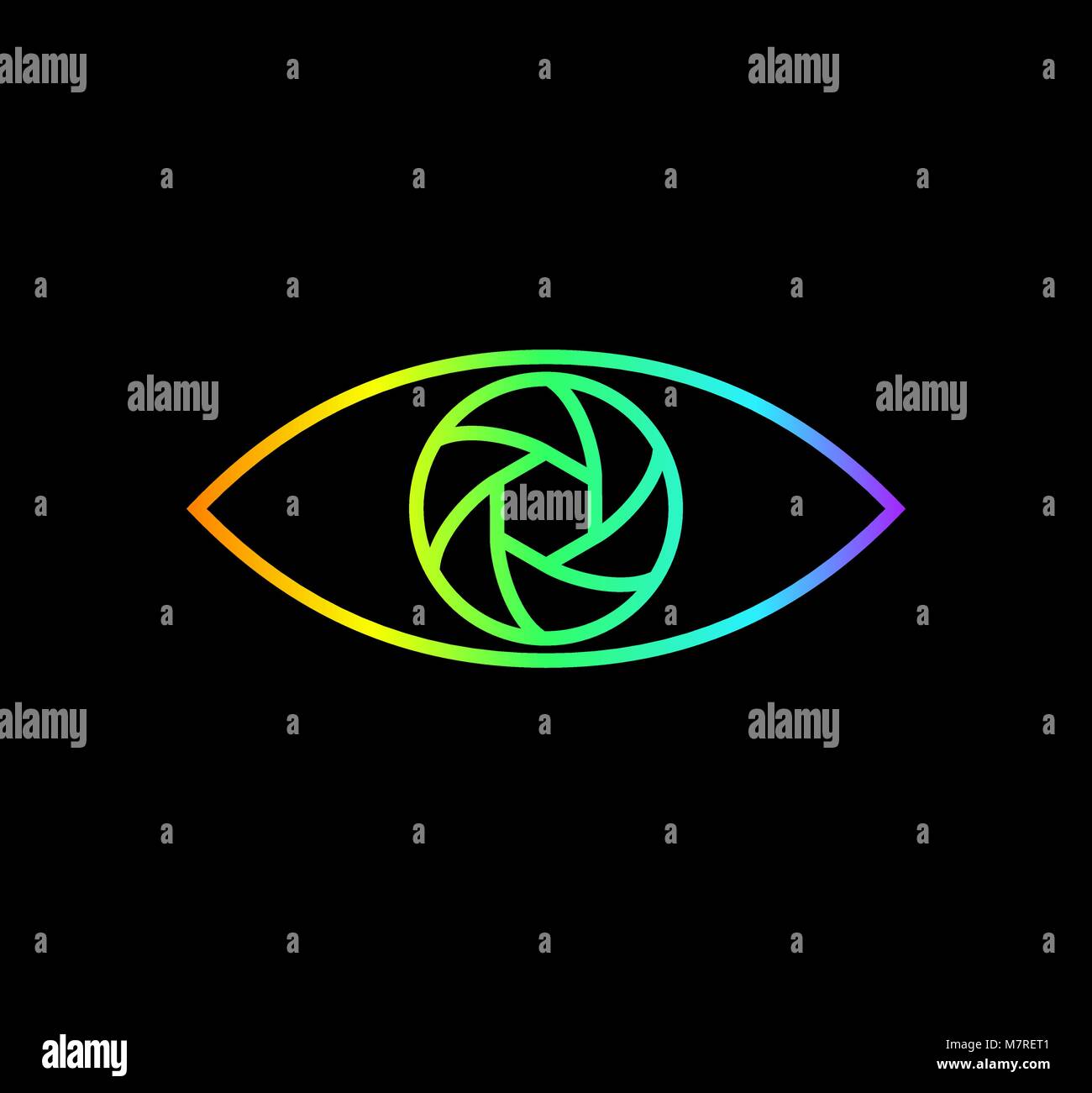 Photography logo rainbow gradient eye. Line art design. Bright photo ...