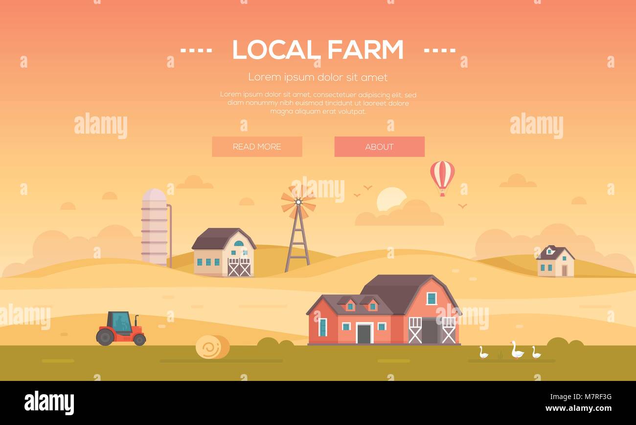 Local farm - modern flat design style vector illustration Stock Vector ...