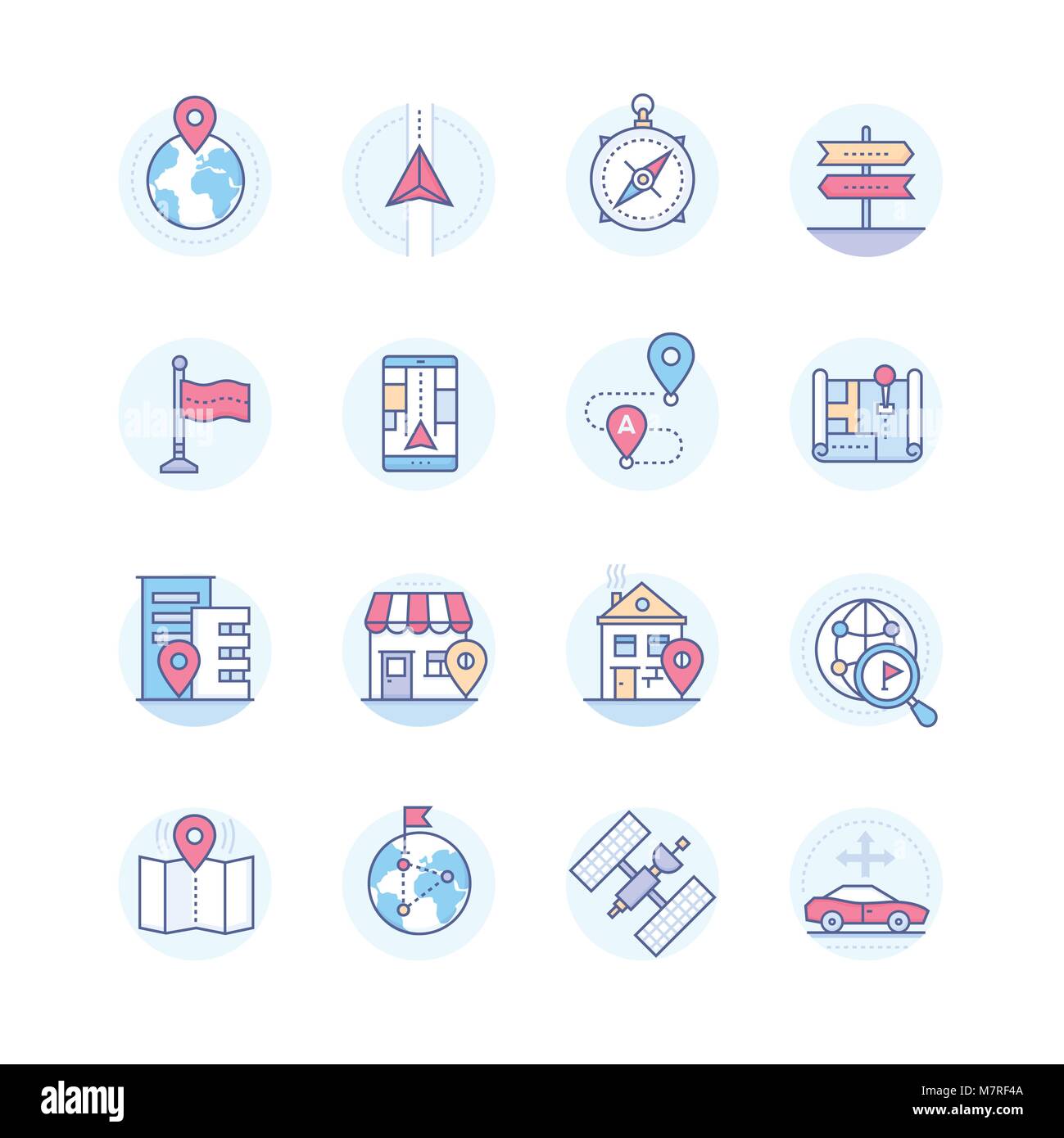 Geolocation - modern vector line design style icons set Stock Vector Image & Art - Alamy