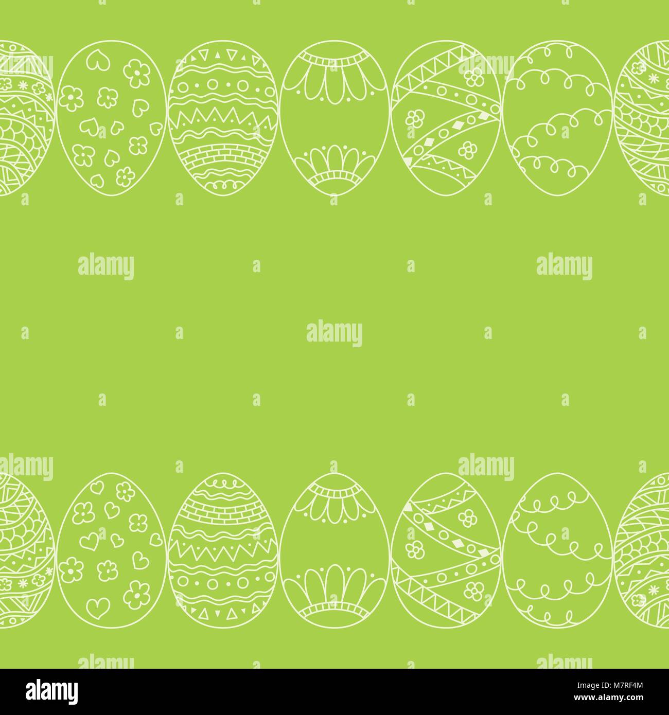 Seamless decorative border of hand drawn easter egg. Line art design ...