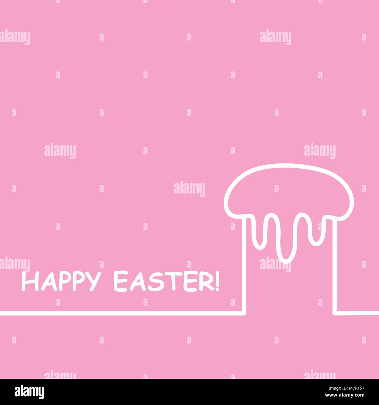 Vector greeting card with lettering composition "Happy Easter" and line ...