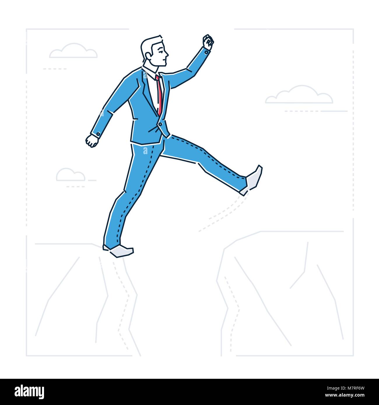 Determined businessman - line design style isolated illustration Stock ...