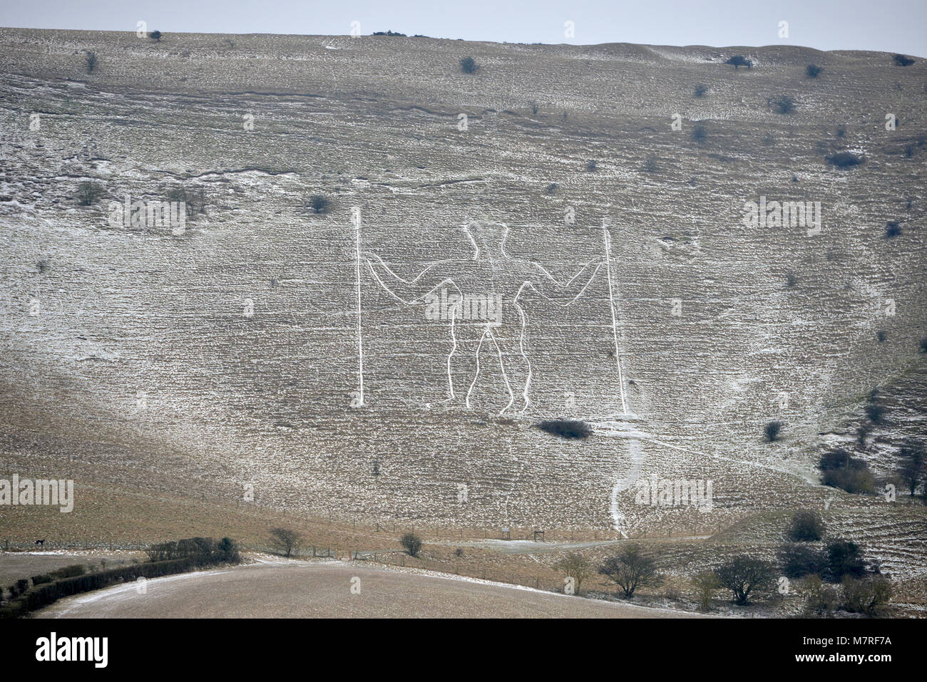 The Long Man of Wilmington, ancient figure on the South Downs near ...