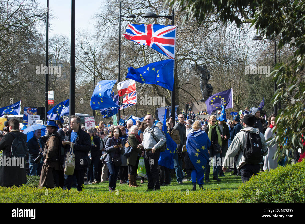 A crowd of Eu supporters holding EU and British flags during the Unite ...