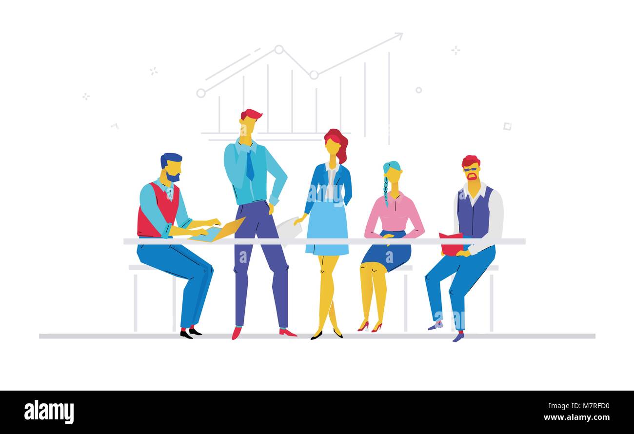 Business meeting - flat design style colorful illustration Stock Vector ...