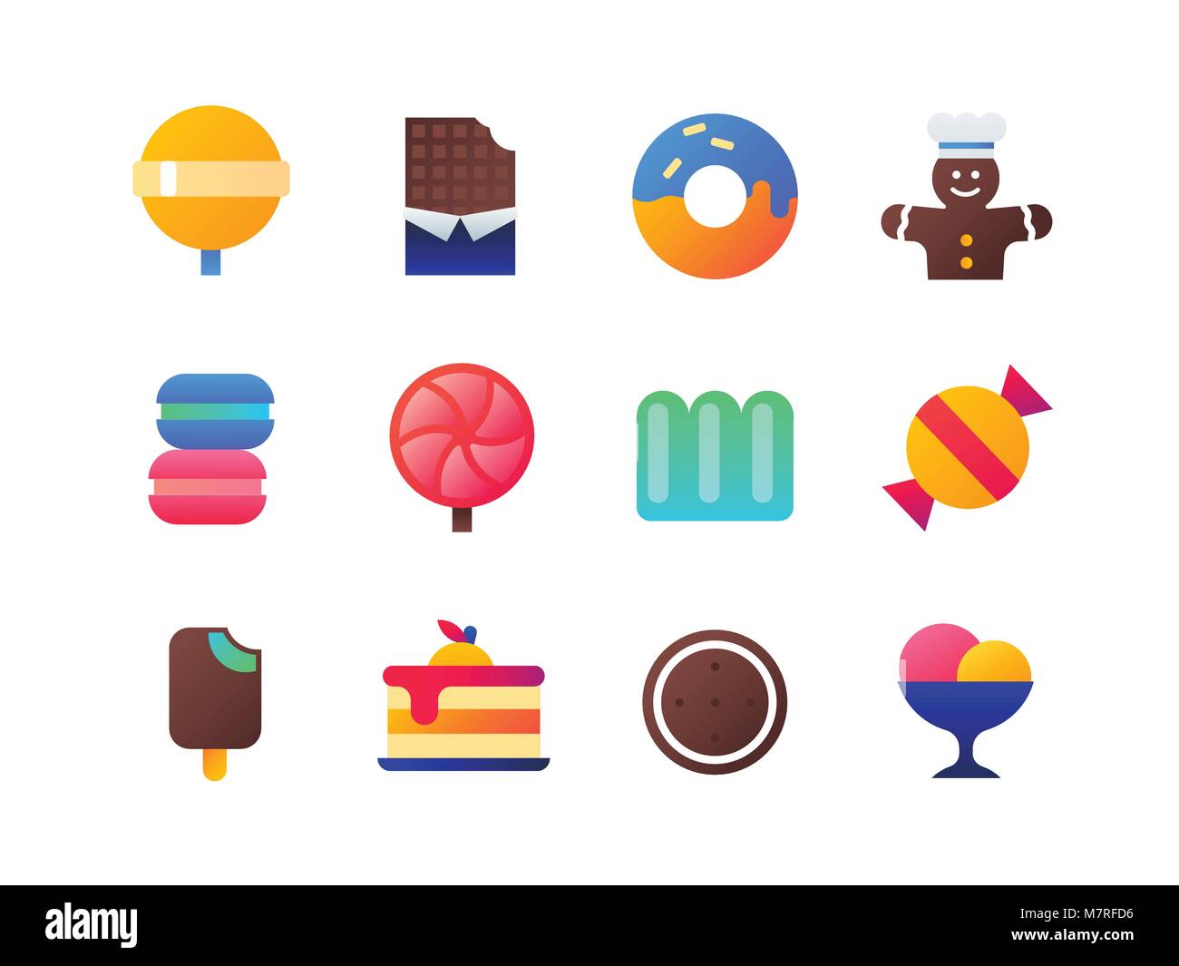 Sweets icons set chocolate Cut Out Stock Images & Pictures - Alamy