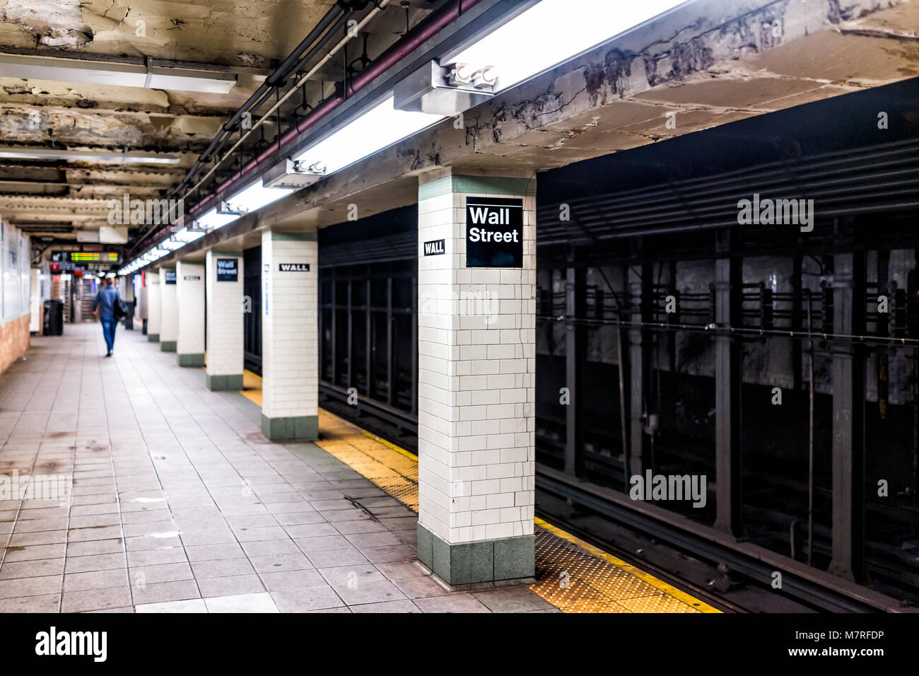 New York City, USA - October 30, 2017: Underground transit empty large ...