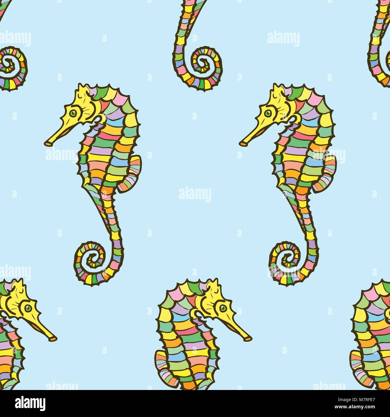 seamless pattern of color seahorse. Vector hippocampus Stock Vector ...