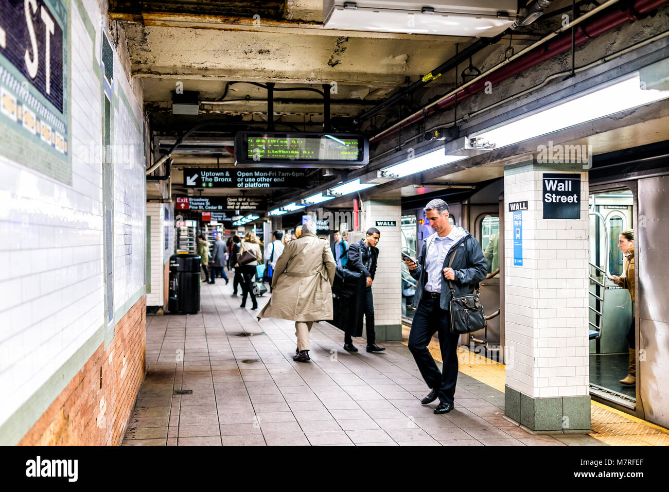 New York City, USA - October 30, 2017: Underground transit large ...