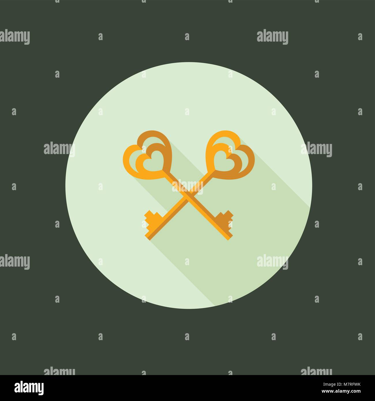 Key couple Circle Icon. Flat Design. Vector Illustration with Long ...