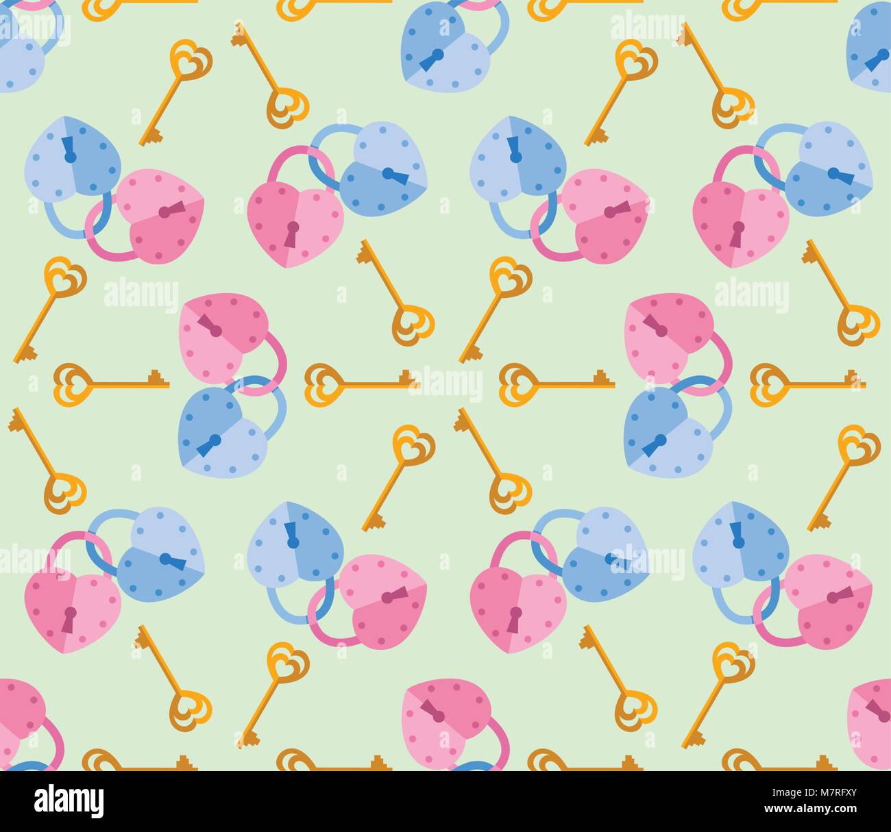 seamless pattern from padlock couple, key with heart shape. Vector ...
