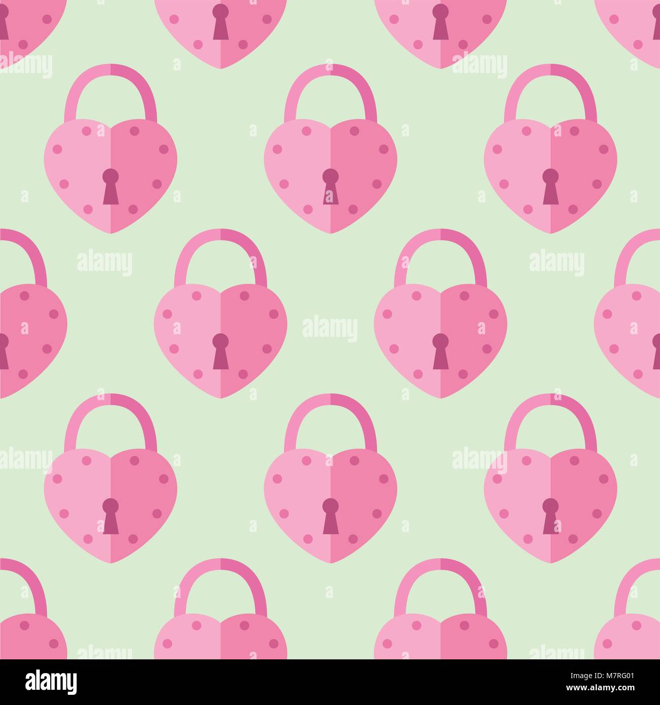 seamless pattern from pink padlock with heart shape. Vector background ...
