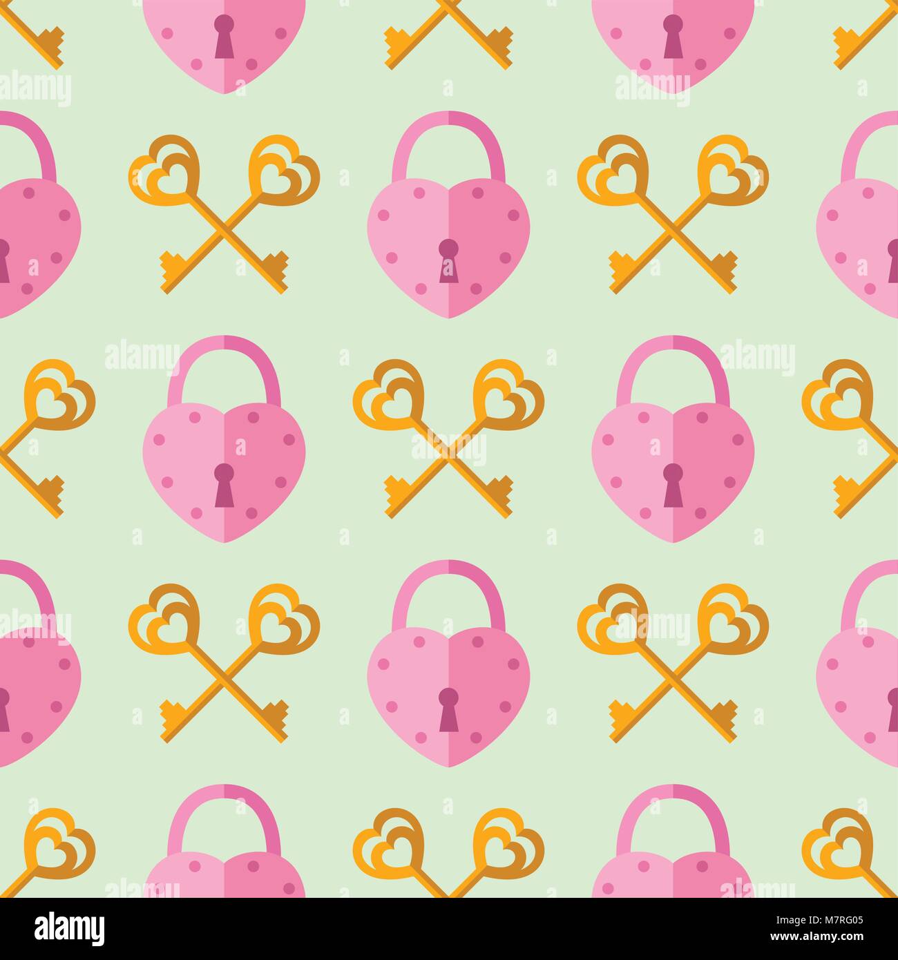 seamless pattern from padlock, key couple with heart shape. Vector ...