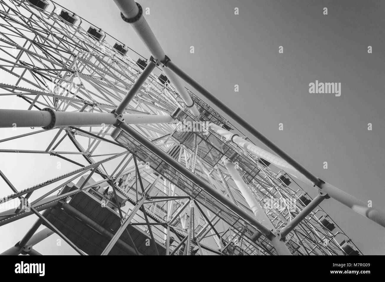 Bottom View of the Ferris Wheel Construction Elements, Black and White ...