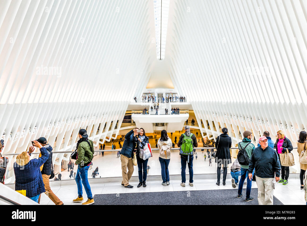 New York City, USA - October 30, 2017: People in The Oculus ...