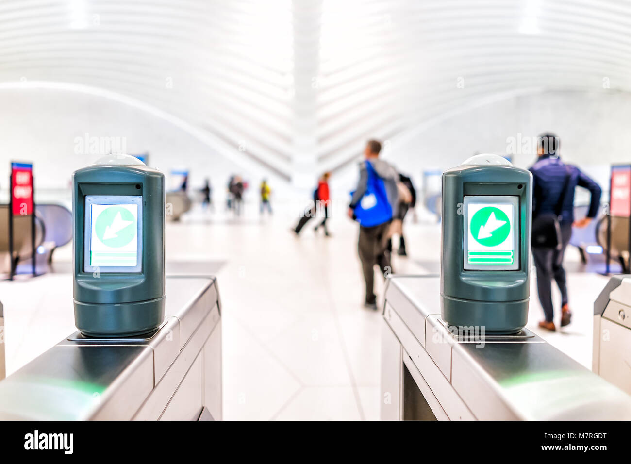 New York City, USA - October 30, 2017: People in The Oculus ...
