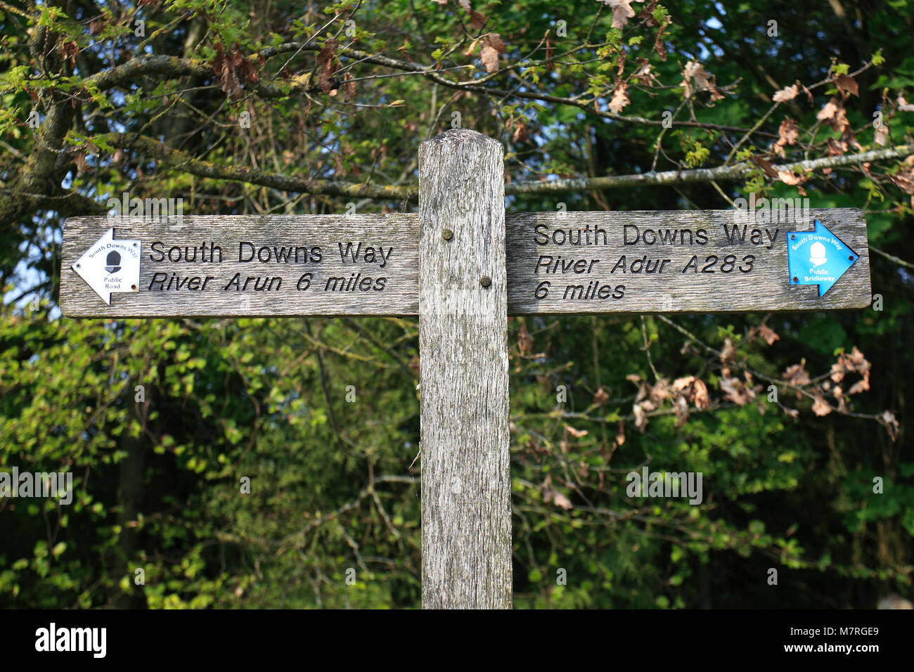 The South Downs Way Sign, Findon village, South Downs National Park ...